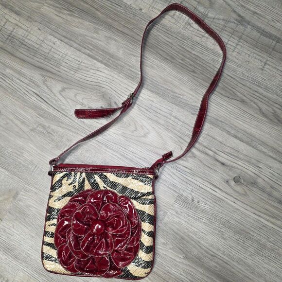 Unbranded | Bags | Chic Red Patent Leather Zebra Print Crossbody Bag W ...